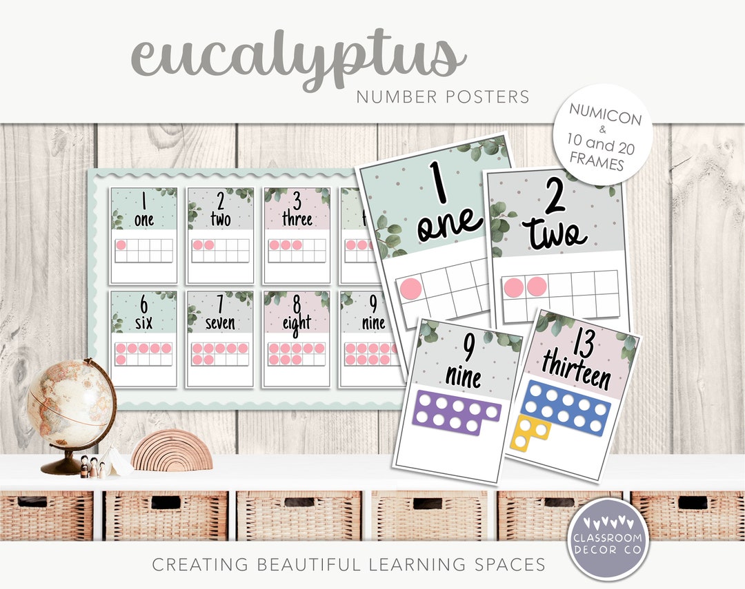 EUCALYPTUS Number Posters, Tens Frames Number Posters, Numicon Display ...