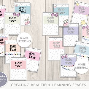 PASTEL CUTIE Binder Covers and Spines, Folder Filing Inserts, Classroom ...