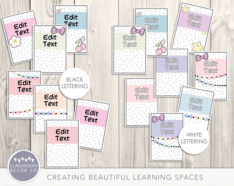 PASTEL CUTIE Binder Covers and Spines, Folder Filing Inserts, Classroom ...