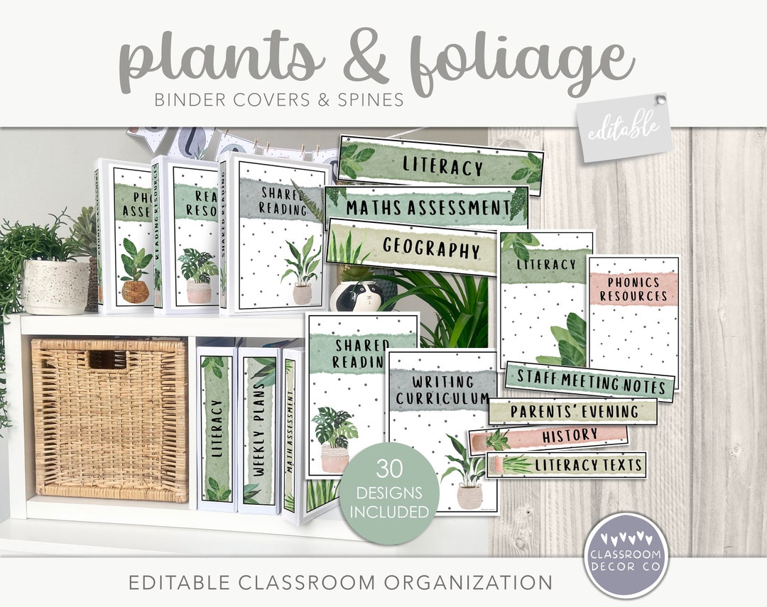 PLANTS & FOLIAGE Binder Covers and Spines, Classroom Organization ...