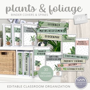 PLANTS & FOLIAGE Binder Covers and Spines, Classroom Organization ...