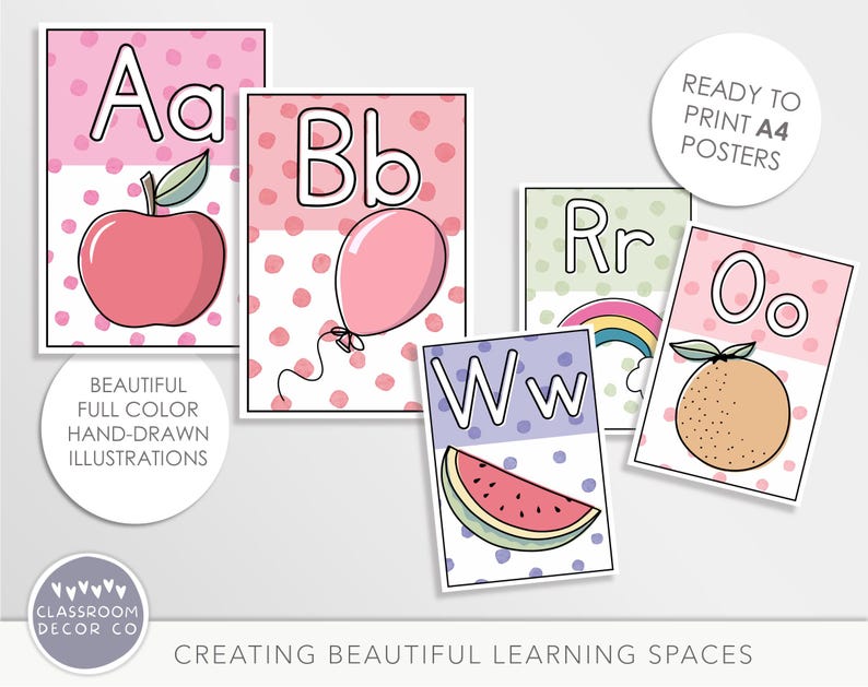 POLKA DOTS ‘BRIGHTS’ Alphabet Posters, Classroom Letters Display ...