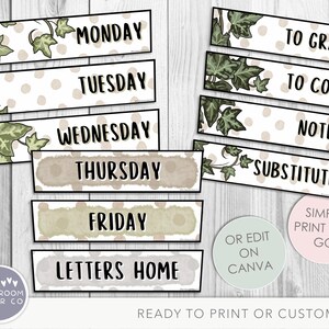 BOHO FARMHOUSE Teacher Trolley Labels, 10 Drawer Rolling Cart Label ...