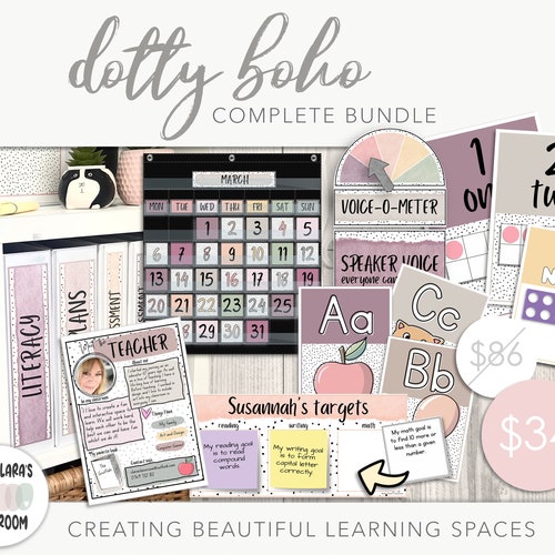 DOTTY BOHO Complete Classroom Display Label Bundle Neutral - Etsy