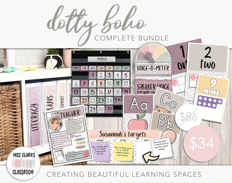 DOTTY BOHO Complete Classroom Display Label Bundle Neutral - Etsy