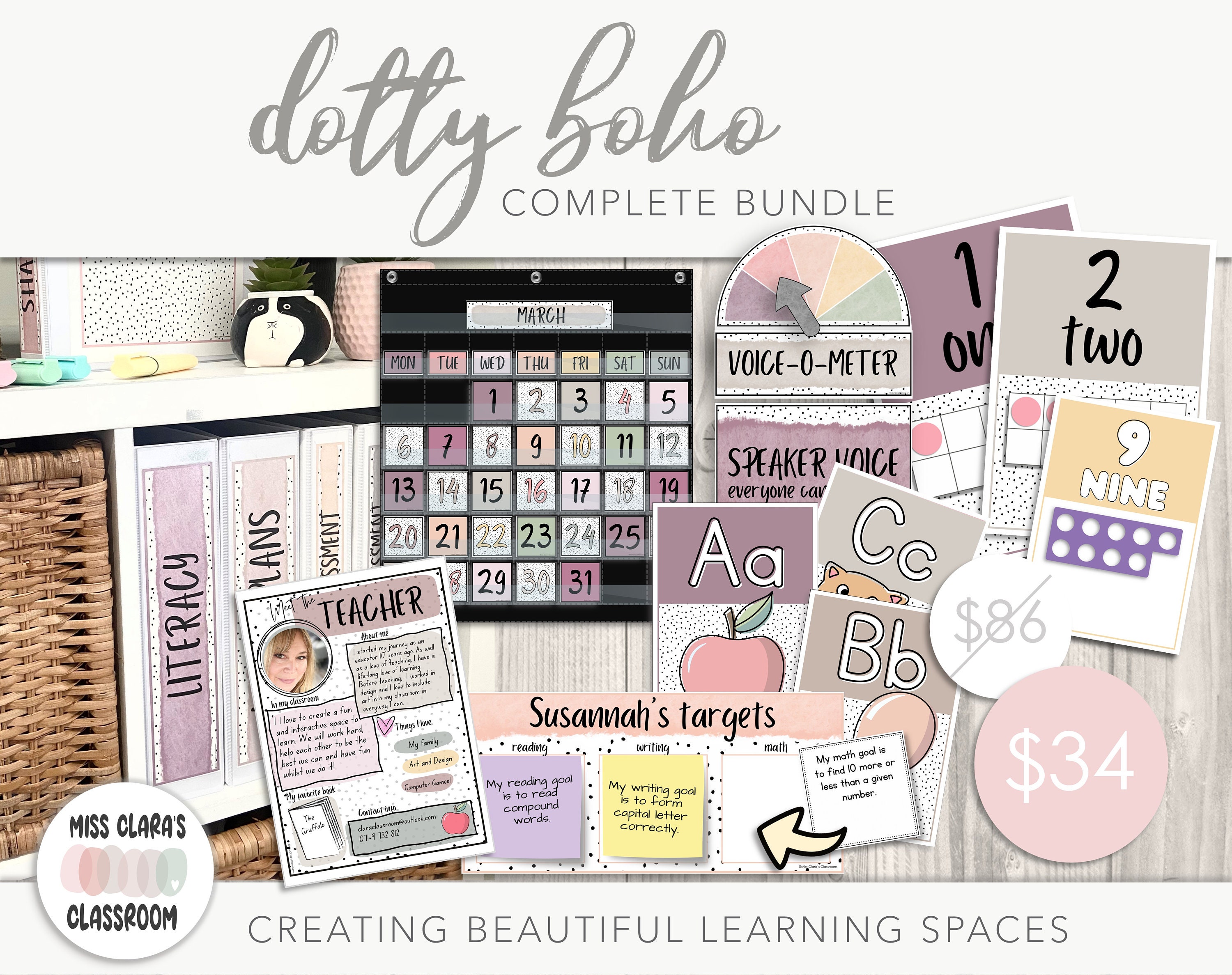 DOTTY BOHO Complete Classroom Display Label Bundle Neutral - Etsy