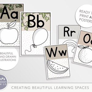 BOHO FARMHOUSE Alphabet Posters, Classroom Letters Display, Letter ...