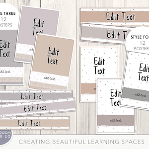BEACHY BOHO Binder Covers and Spines, Classroom Organization Labels ...