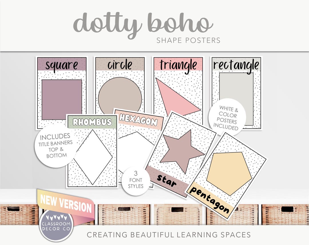 DOTTY BOHO Shape Posters, Classroom Printables, Neutral Classroom Decor ...