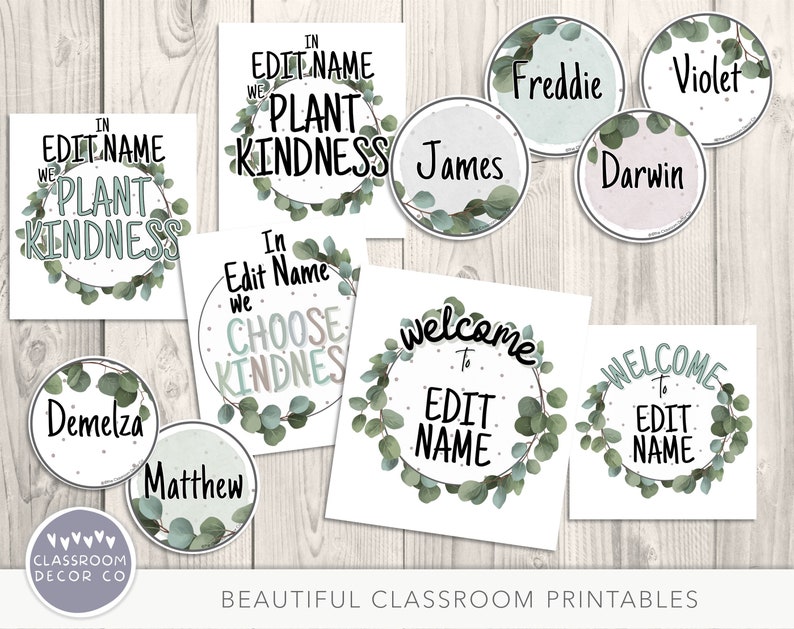 EUCALYPTUS Classroom Door Display, Customizable Display, Classroom ...