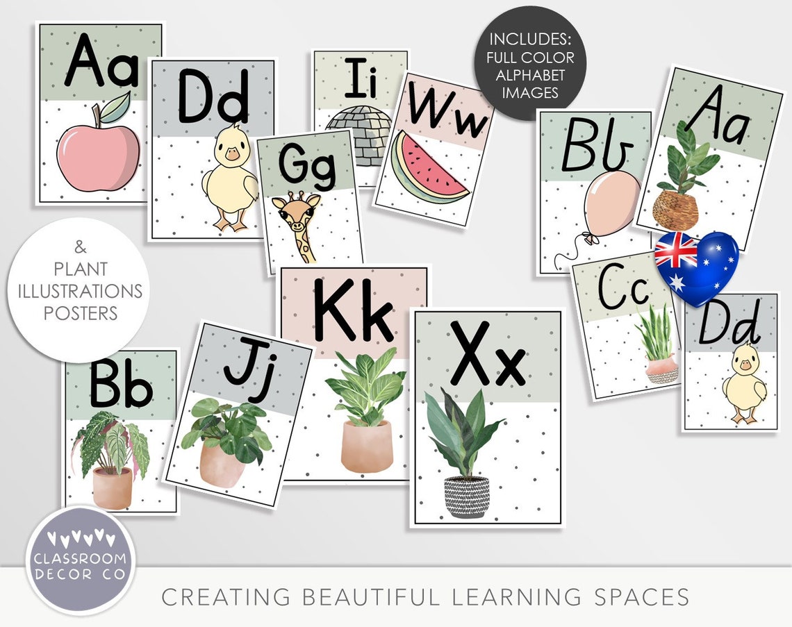 PLANTS & FOLIAGE Alphabet Posters, Classroom Letters Display, Letter ...