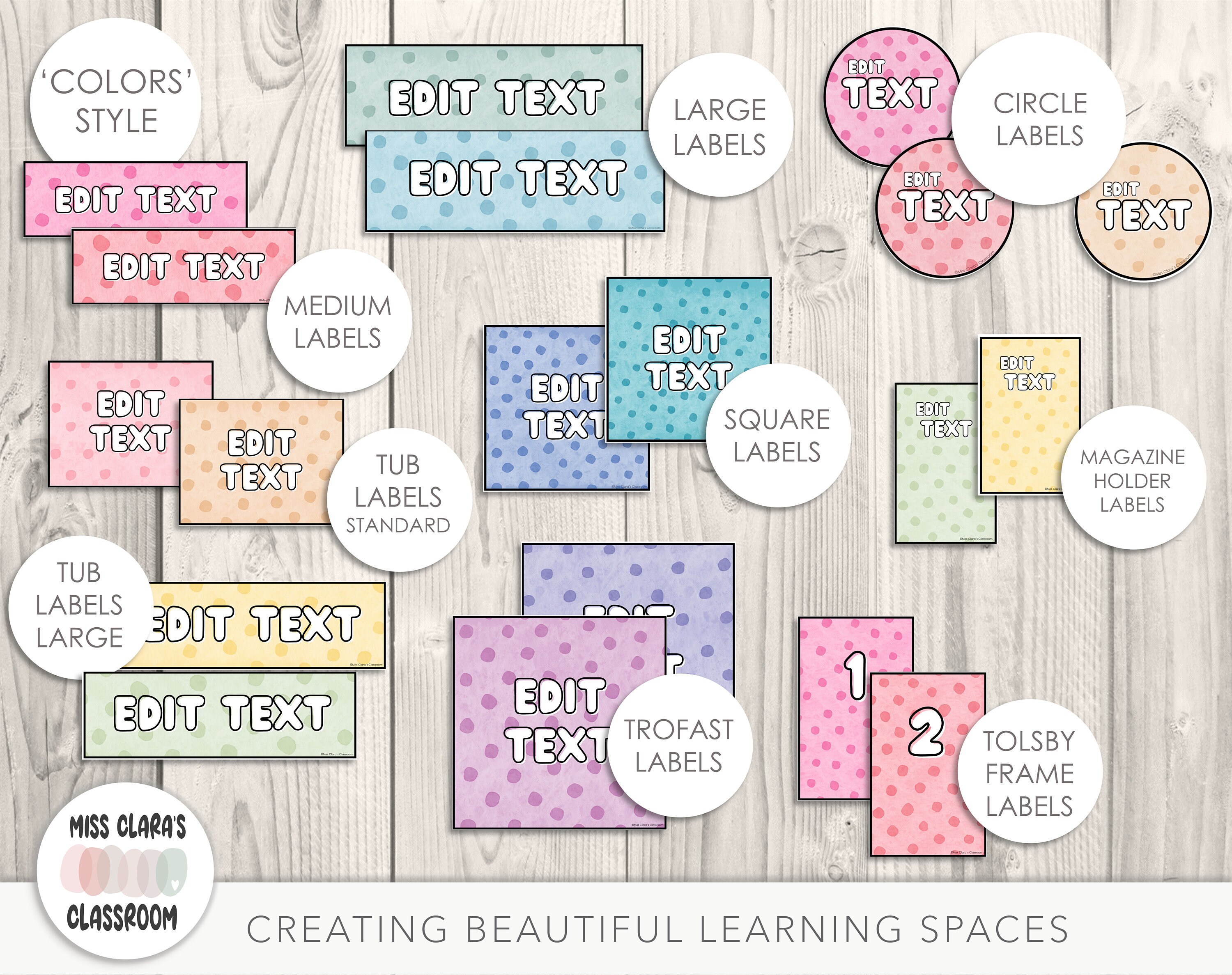 POLKA DOTS BRIGHTS Storage Label Bundle Classroom - Etsy