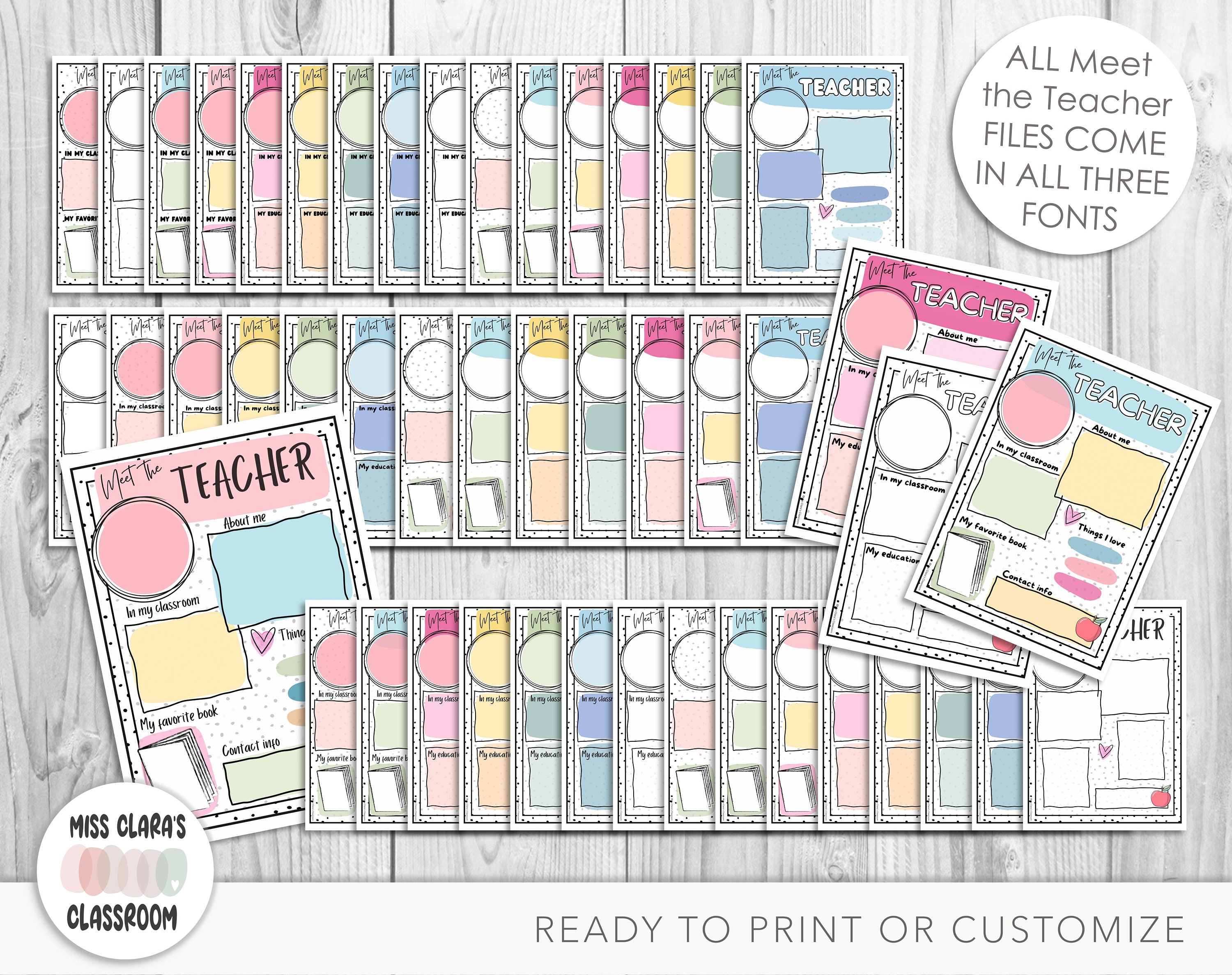 DOTTY WATERCOLOR Meet the Teacher Editable Bright Rainbow - Etsy