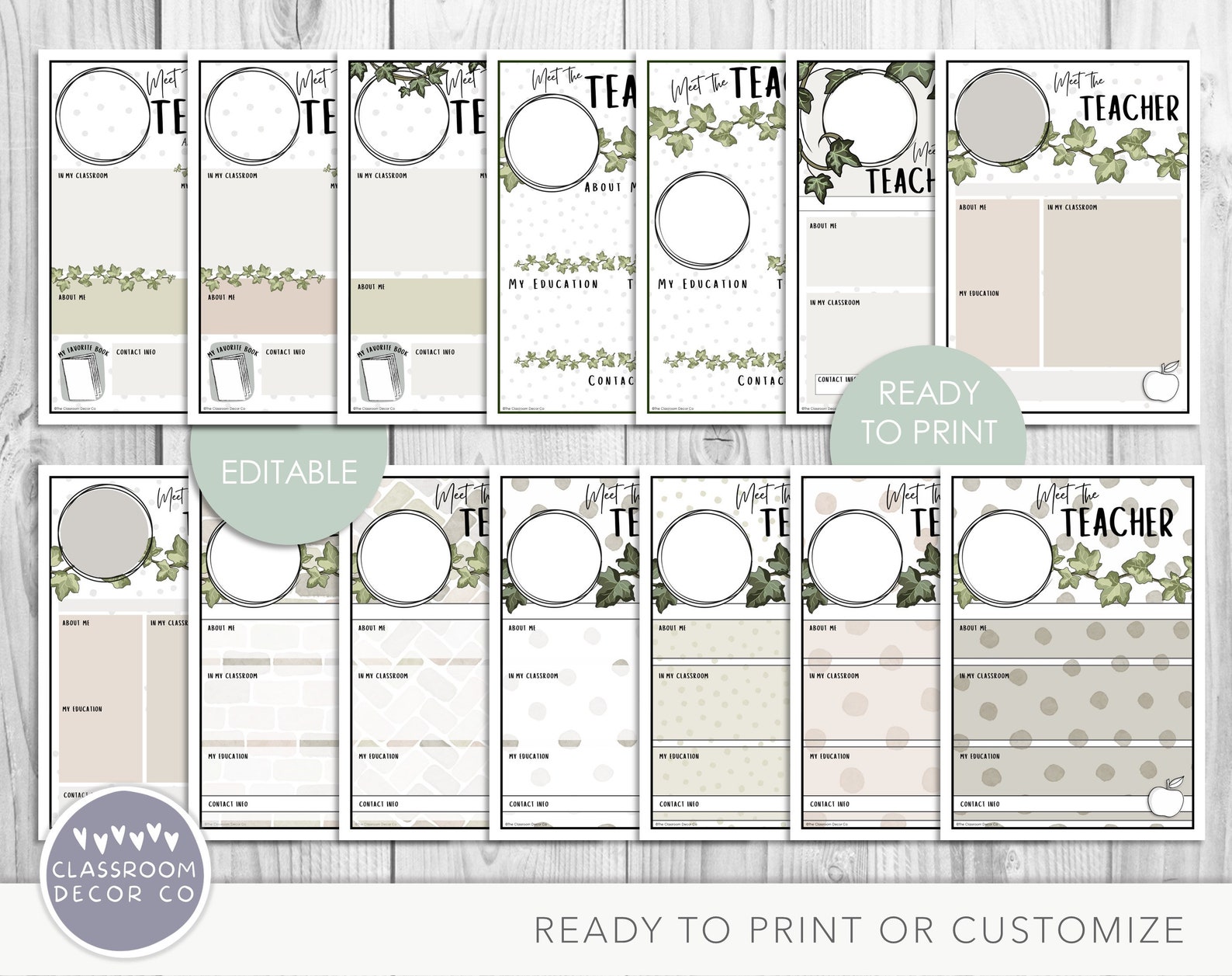 BOHO FARMHOUSE Meet the Teacher, Customizable Teacher Fact File ...