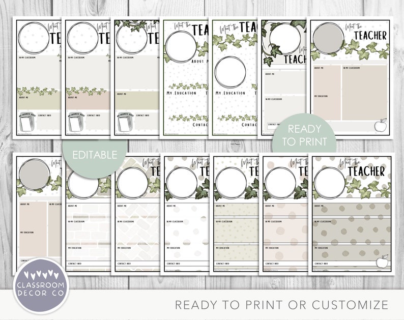 BOHO FARMHOUSE Meet the Teacher Customizable Teacher Fact - Etsy