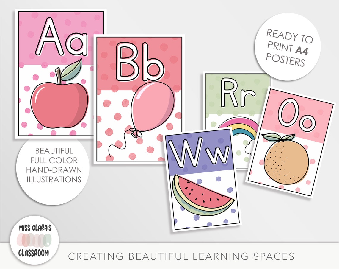 POLKA DOTS BRIGHTS Alphabet Posters Classroom Letters - Etsy