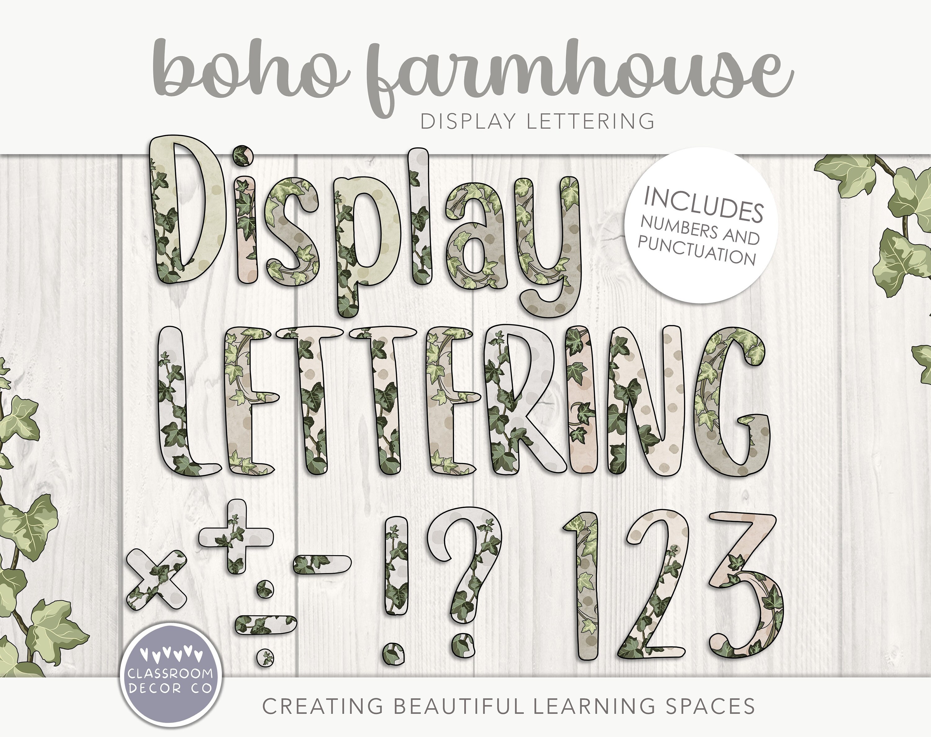 BOHO FARMHOUSE Display Lettering, Custom Classroom Display, Modern ...