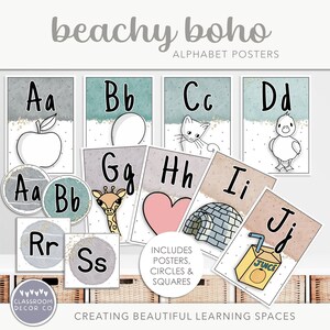 BEACHY BOHO Alphabet Posters Classroom Letters Display - Etsy