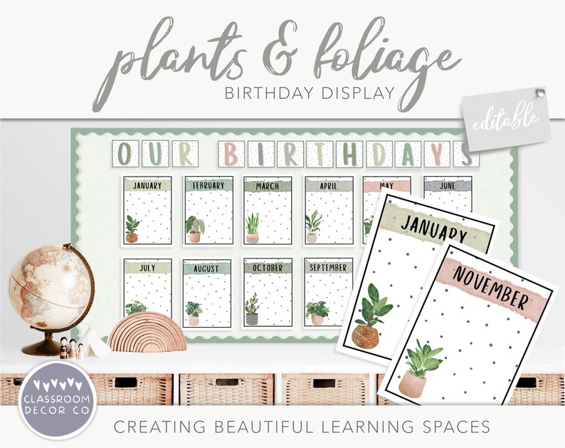 PLANTS & FOLIAGE Birthday Display Celebration Classroom - Etsy