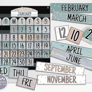 BEACHY BOHO Classroom Calendar, Modern Boho Display, Neutral Decor ...
