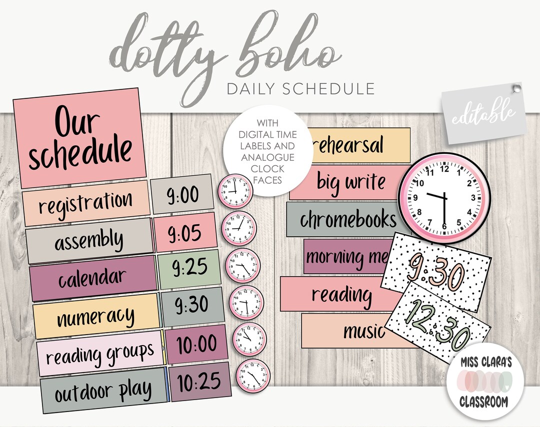 DOTTY BOHO Daily Schedule Visual Timetable Classroom - Etsy
