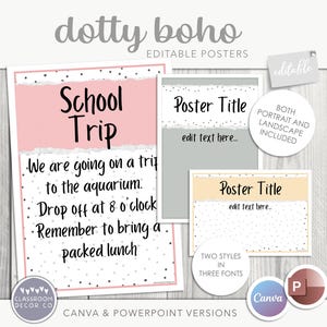 DOTTY BOHO Editable Classroom Posters, Customizable Display, Classroom ...