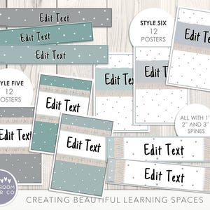 BEACHY BOHO Binder Covers and Spines, Classroom Organization Labels ...