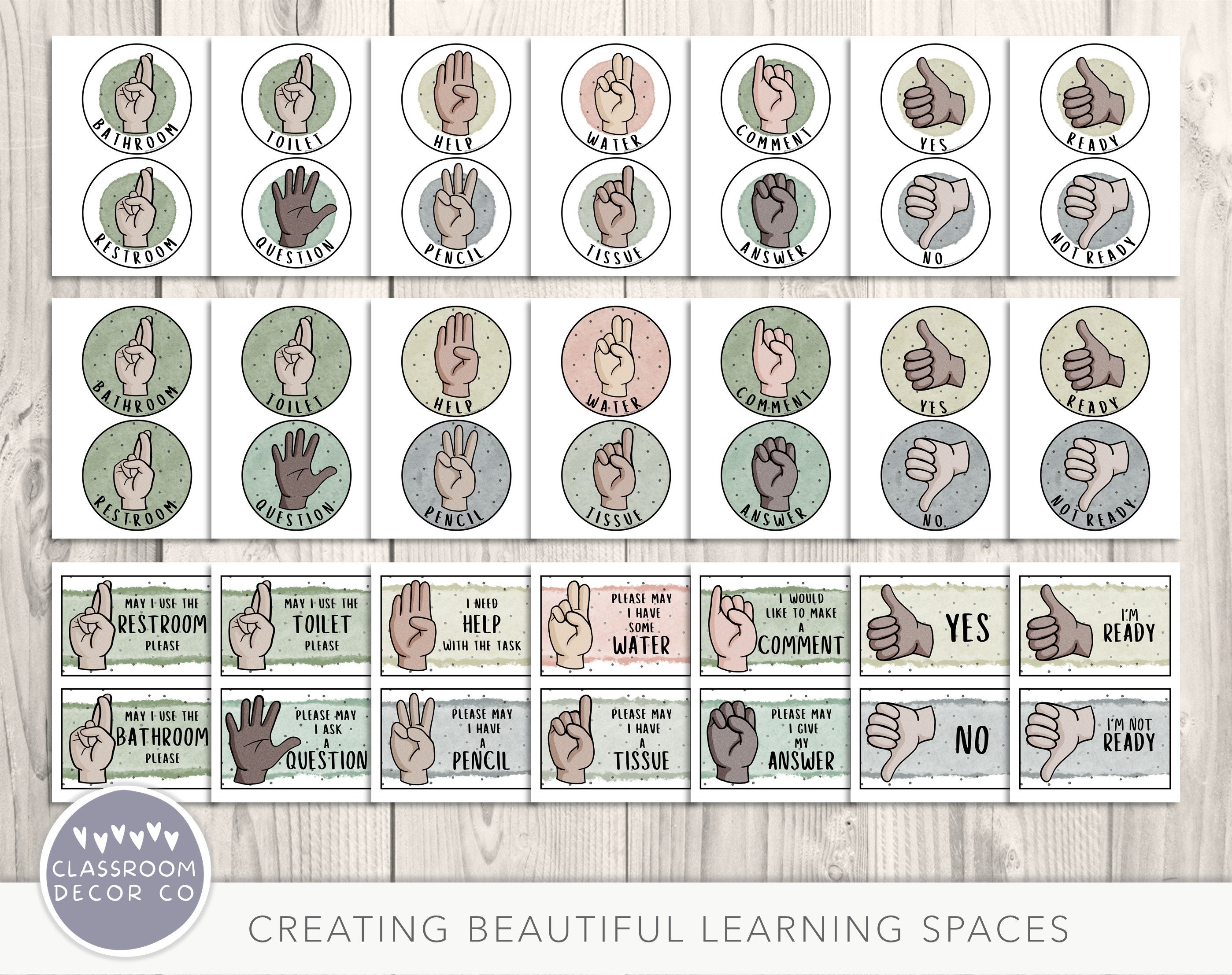 PLANTS & FOLIAGE Hand Signal Posters Editable Classroom - Etsy