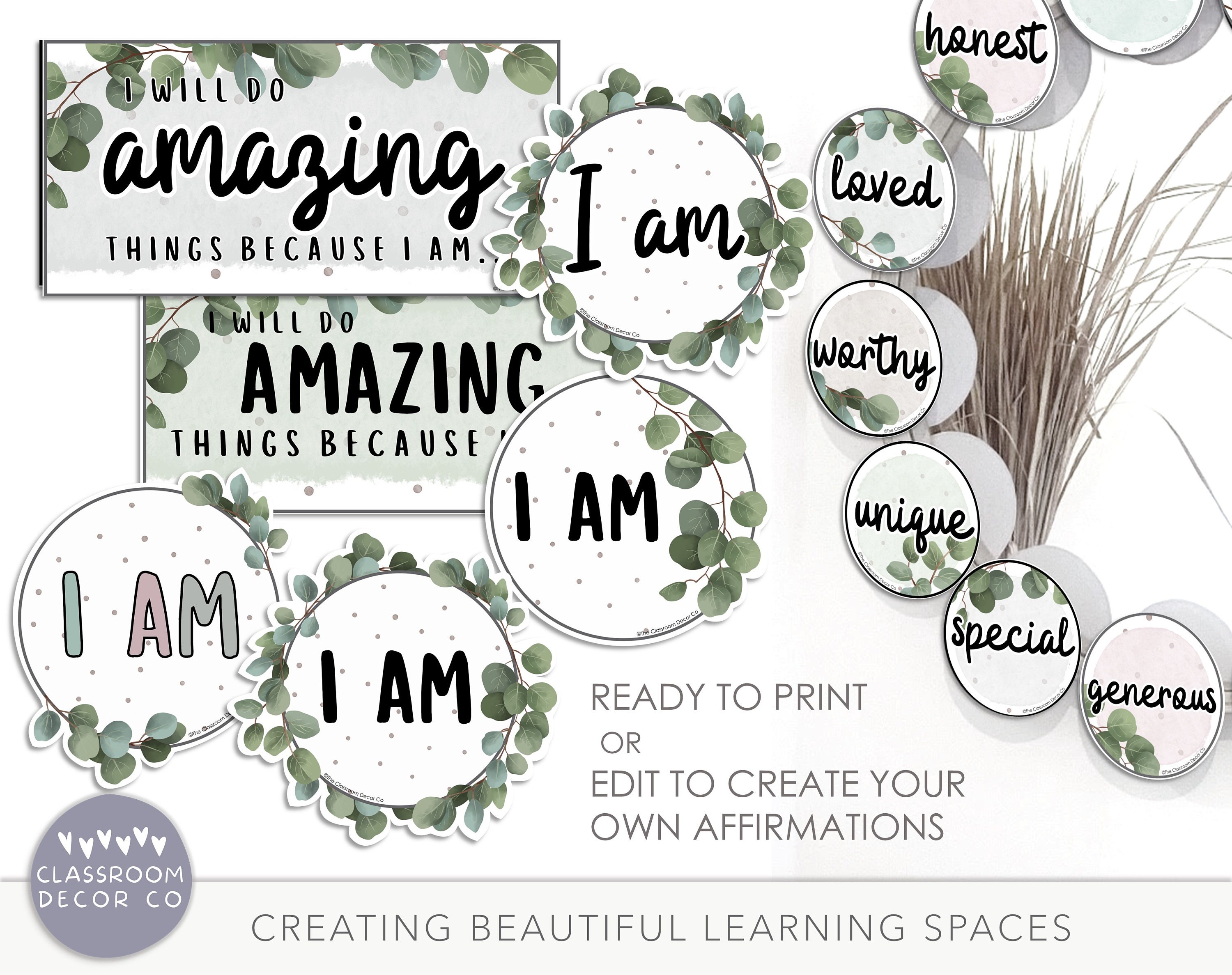 EUCALYPTUS Affirmation Display Self Esteem Classroom Display - Etsy