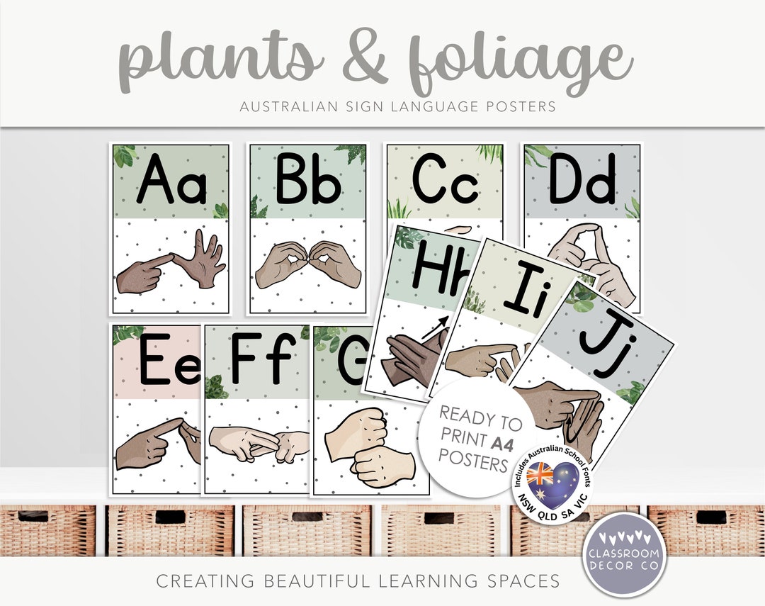 PLANTS & FOLIAGE AUSLAN Sign Language Posters, Australian Sign Language ...