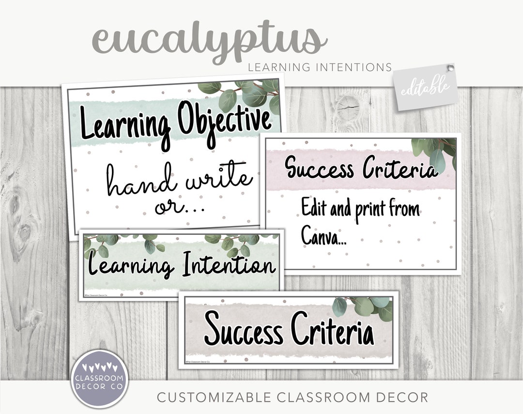 EUCALYPTUS Learning Intentions, Learning Objective Poster, Success ...