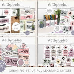 DOTTY BOHO Complete Classroom Display Label Bundle, Neutral Classroom ...