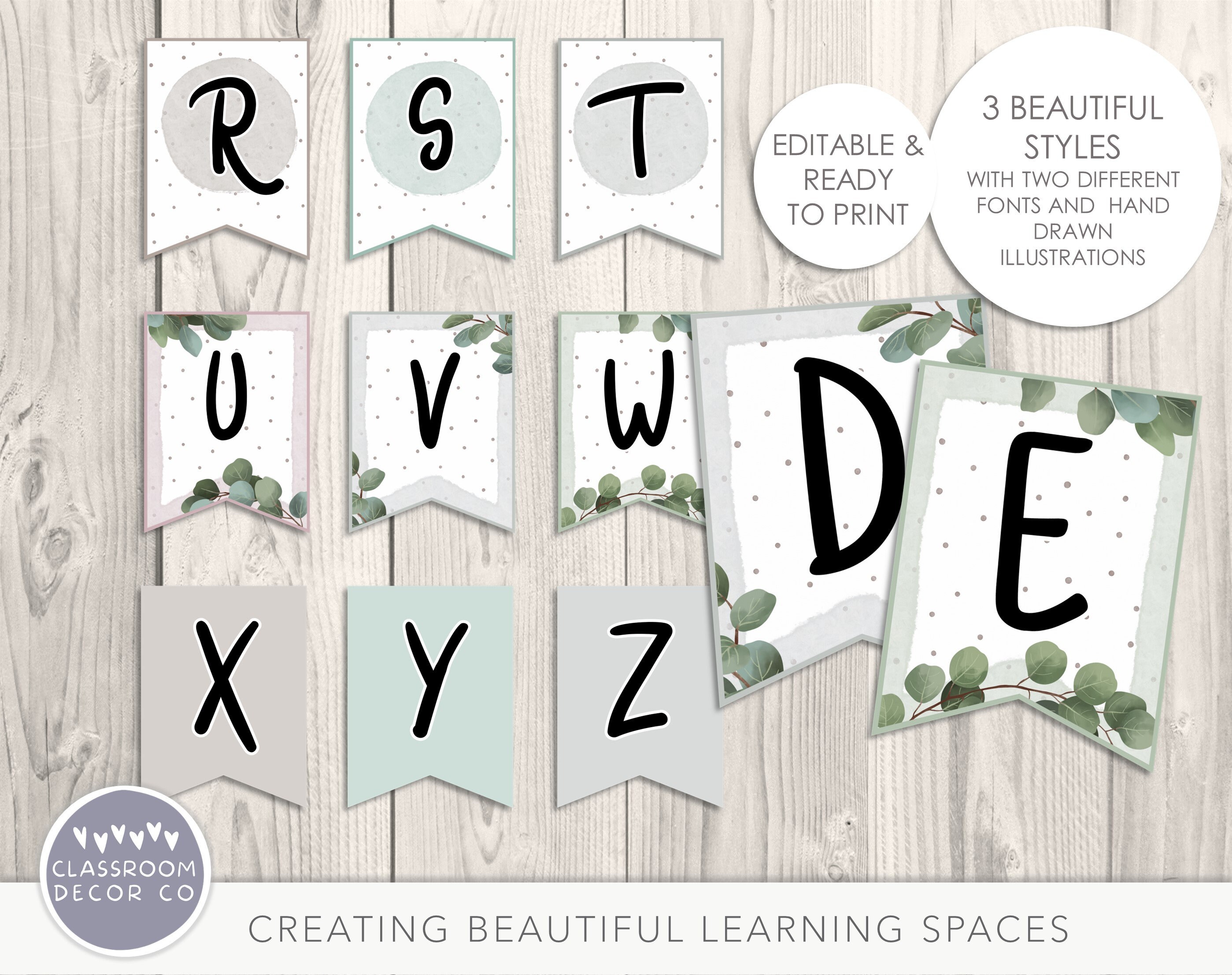 EUCALYPTUS Flag Bunting, Custom Classroom Display, Classroom Header ...