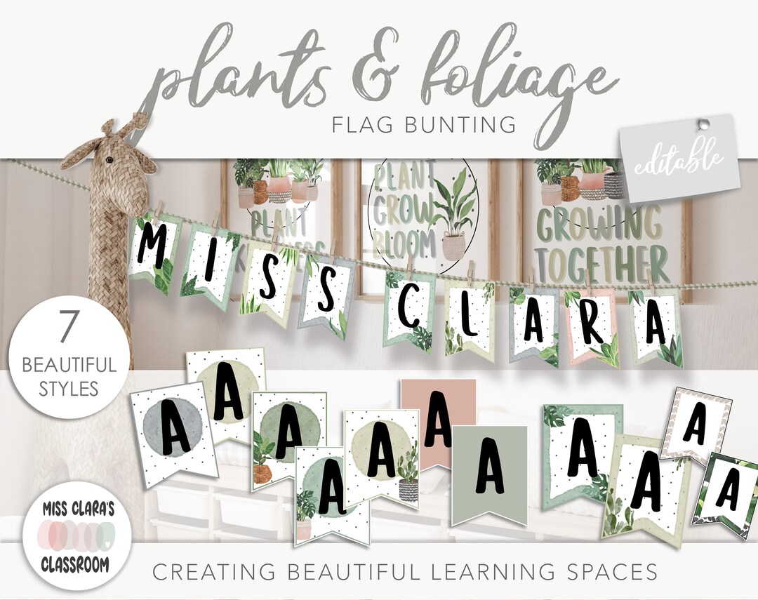 PLANTS & FOLIAGE Flag Bunting Custom Classroom Display - Etsy