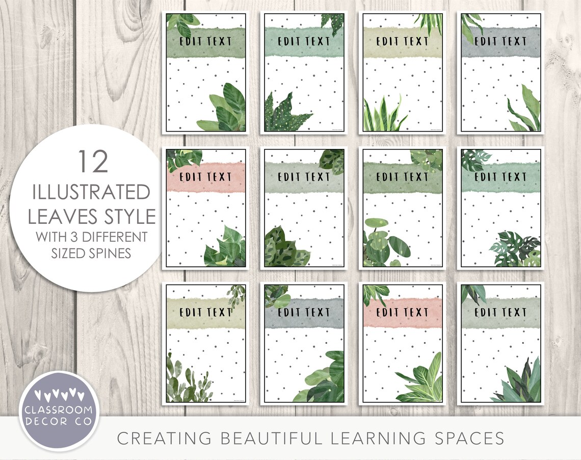 PLANTS & FOLIAGE Binder Covers and Spines, Classroom Organization ...