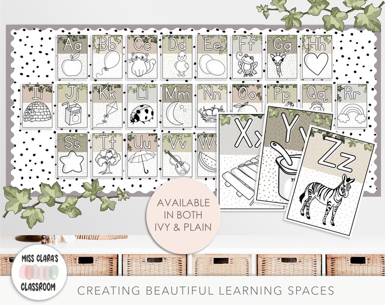 BOHO FARMHOUSE Alphabet Posters Classroom Letters Display - Etsy