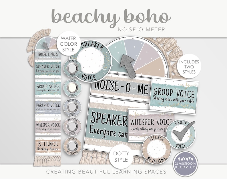 BEACHY BOHO Noise-o-meter, Voice Noise Level Display, Neutral Class ...