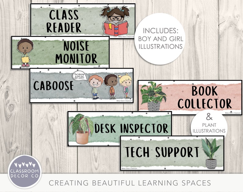 PLANTS & FOLIAGE Classroom Jobs, Editable Classroom Jobs Display ...