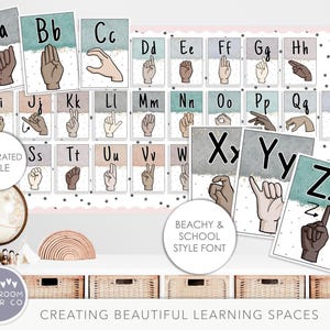 BEACHY BOHO American Sign Language Posters, ASL Display Posters ...