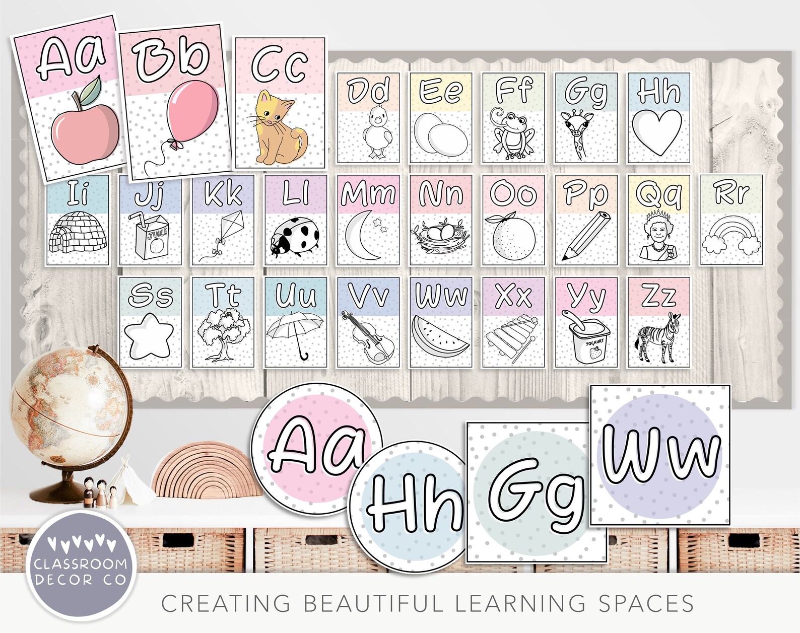 PASTEL CUTIE Alphabet Posters, Classroom Letters Display, Letter ...