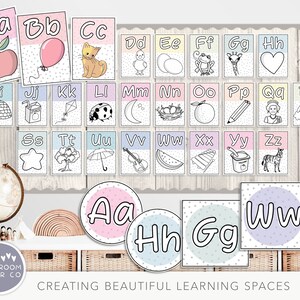 PASTEL CUTIE Alphabet Posters, Classroom Letters Display, Letter ...