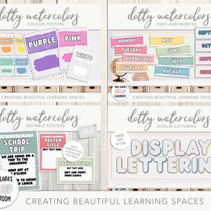 DOTTY WATERCOLOR Complete Bundle, Classroom Labels, Custom Classroom ...