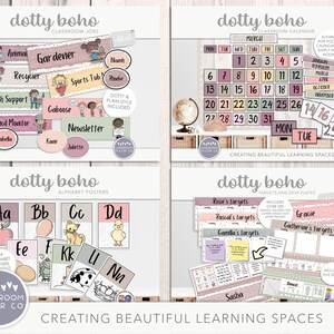 DOTTY BOHO Complete Classroom Display Label Bundle, Neutral Classroom ...