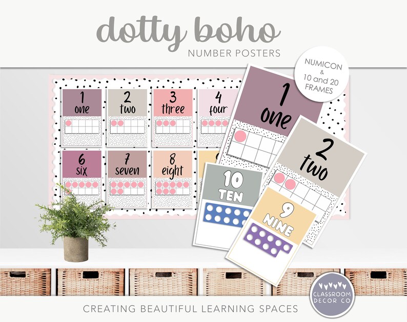DOTTY BOHO Number Posters, Tens Frames Number Posters, Numicon Display ...