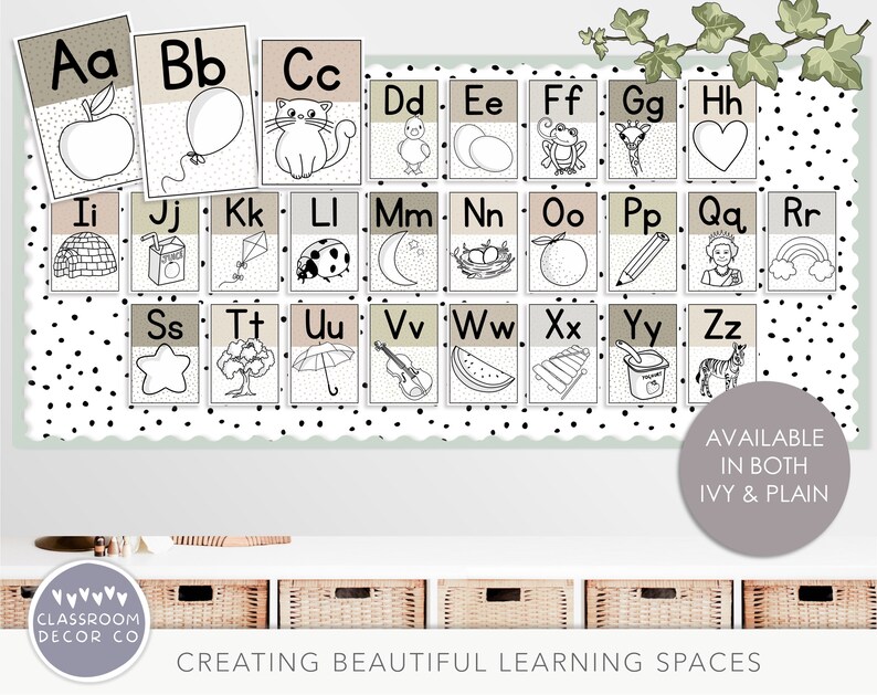 BOHO FARMHOUSE Alphabet Posters, Classroom Letters Display, Letter ...