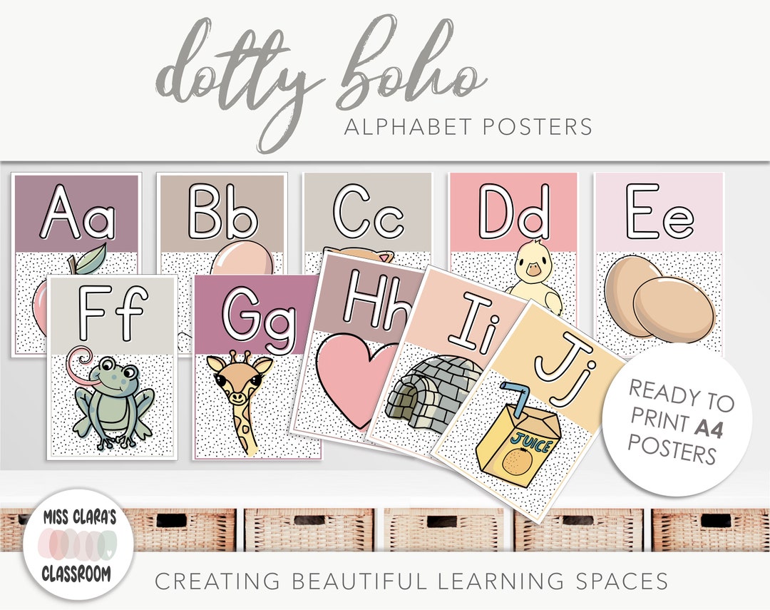 DOTTY BOHO Alphabet Posters Neutral Classroom Decor Primary - Etsy