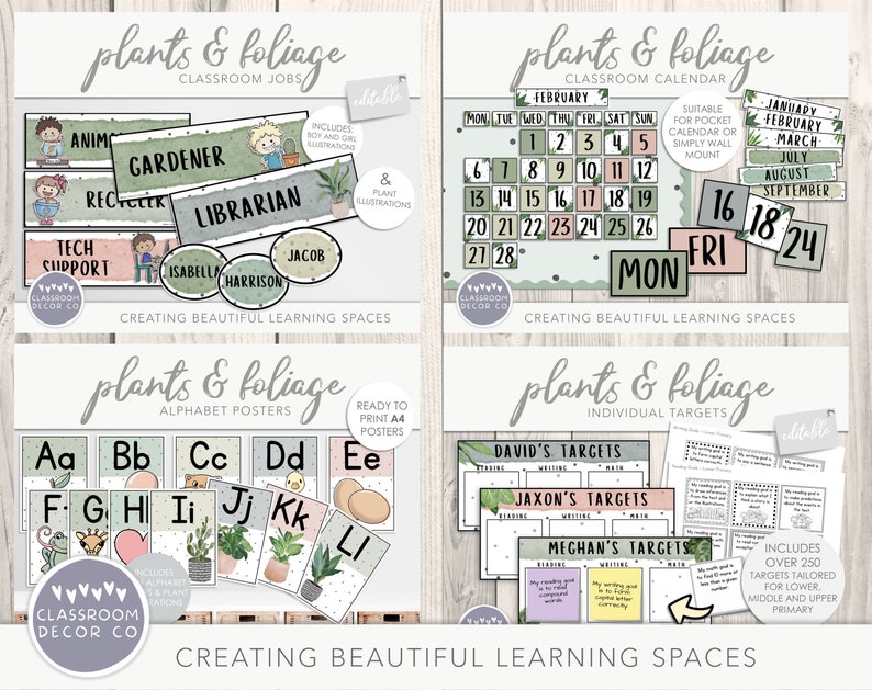 Plants & Foliage Complete Classroom Display Bundle | Natural Boho ...