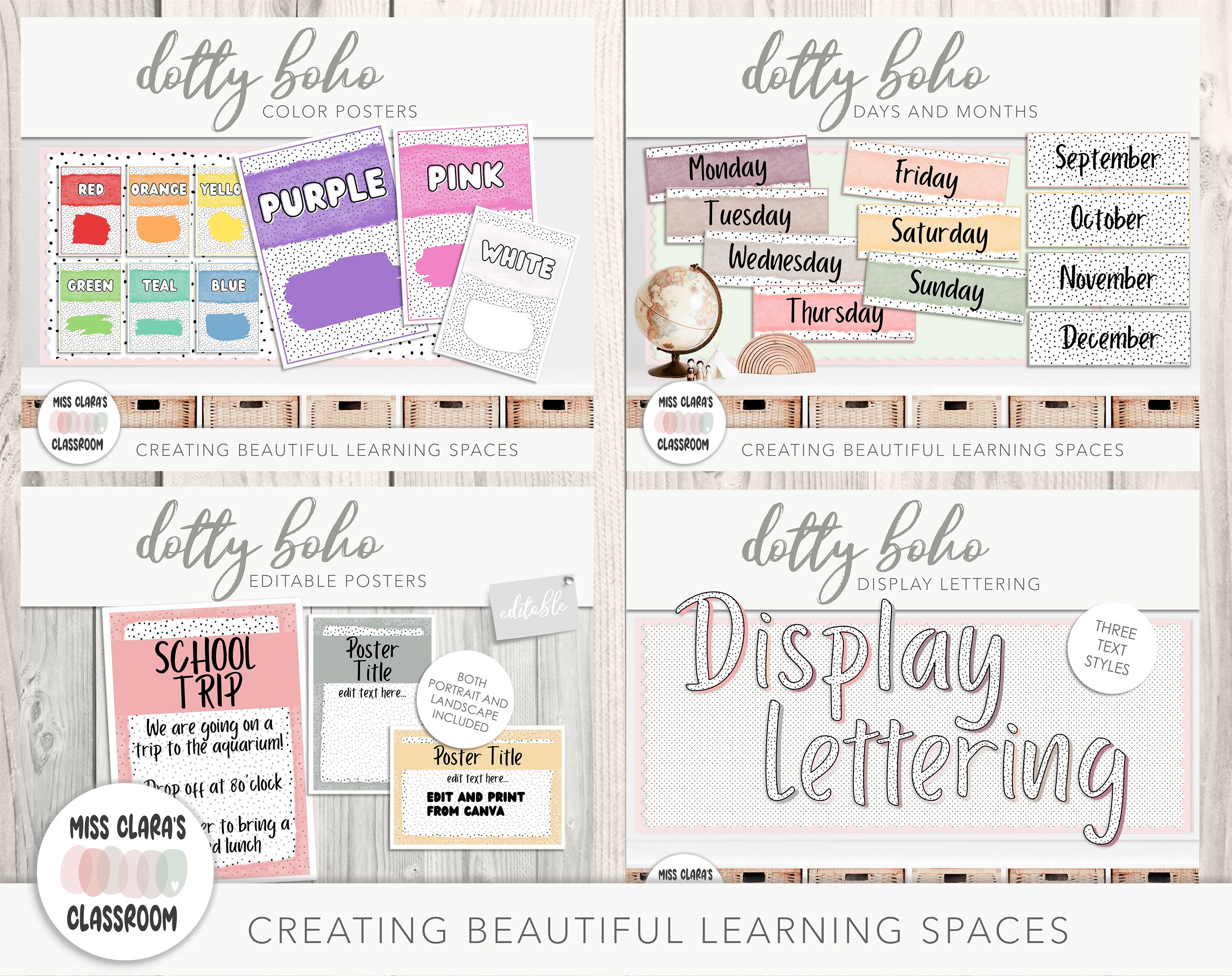 DOTTY BOHO Complete Classroom Display Label Bundle Neutral - Etsy