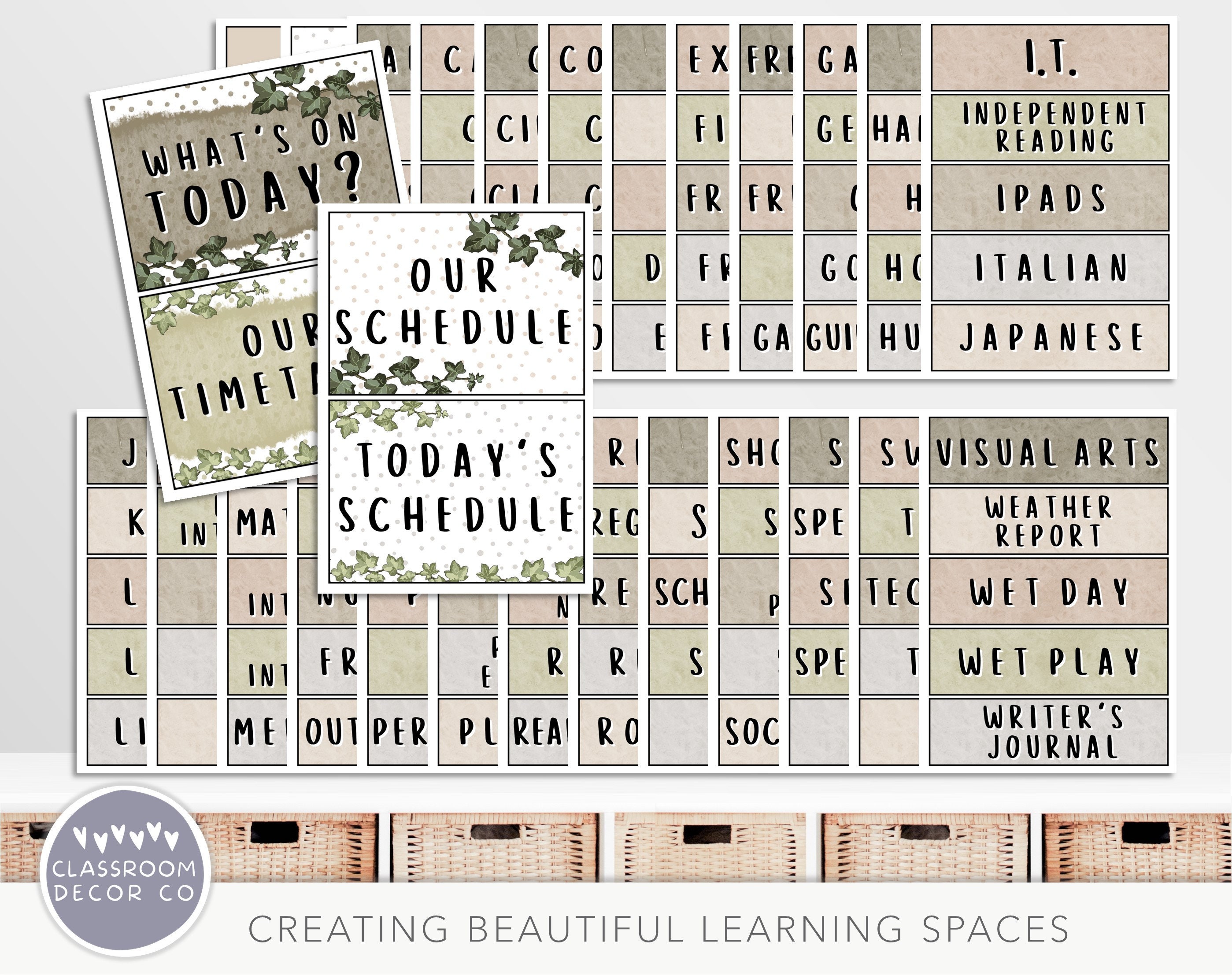 BOHO FARMHOUSE Daily Schedule, Classroom Timetable Display Organizer ...