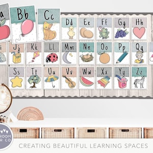 BEACHY BOHO Alphabet Posters, Classroom Letters Display, Letter ...